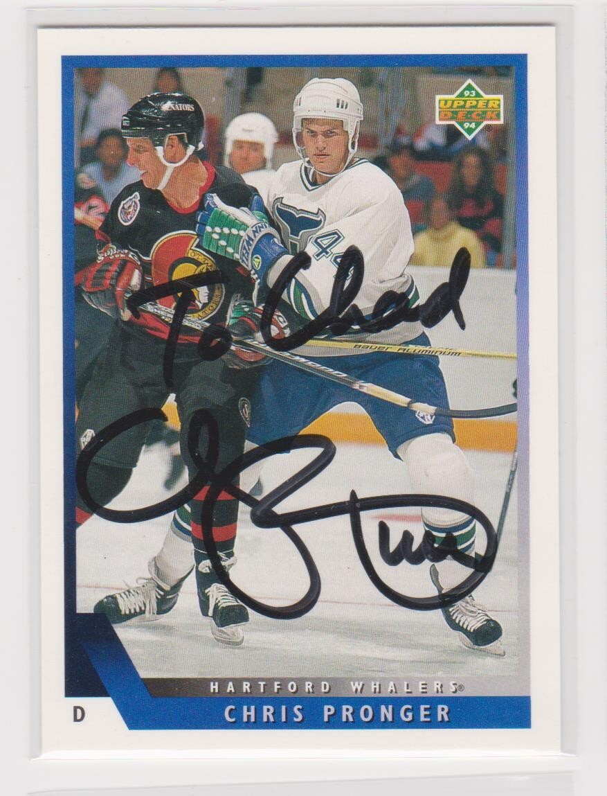 CHRIS PRONGER HARTFORD WHALERS PERSONALIZED AUTOGRAPHED CARD | eBay