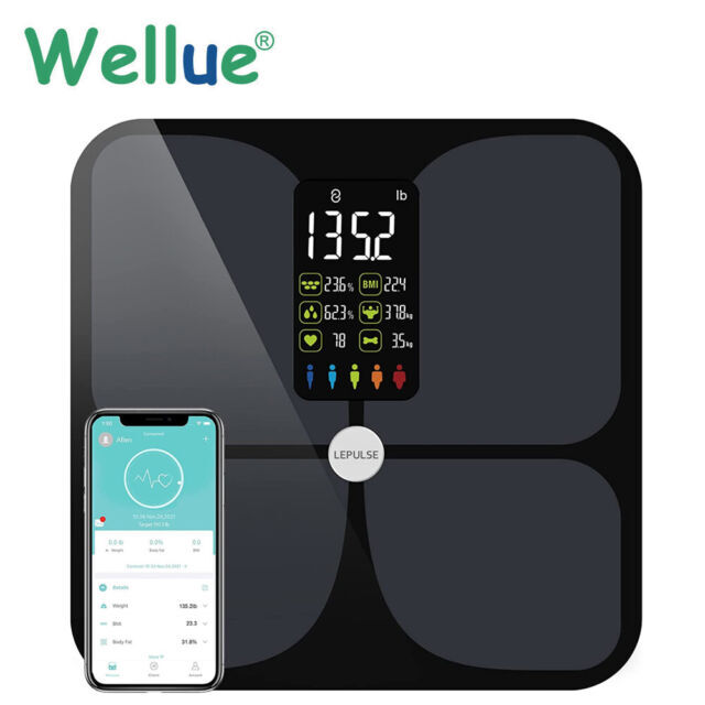 Wellue FI2016LB Body Fat Digital Scale - Black for sale online | eBay