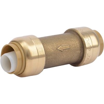 SharkBite 1/2 Inch Check Valve, Push to Connect Brass Plumbing Fitting ...