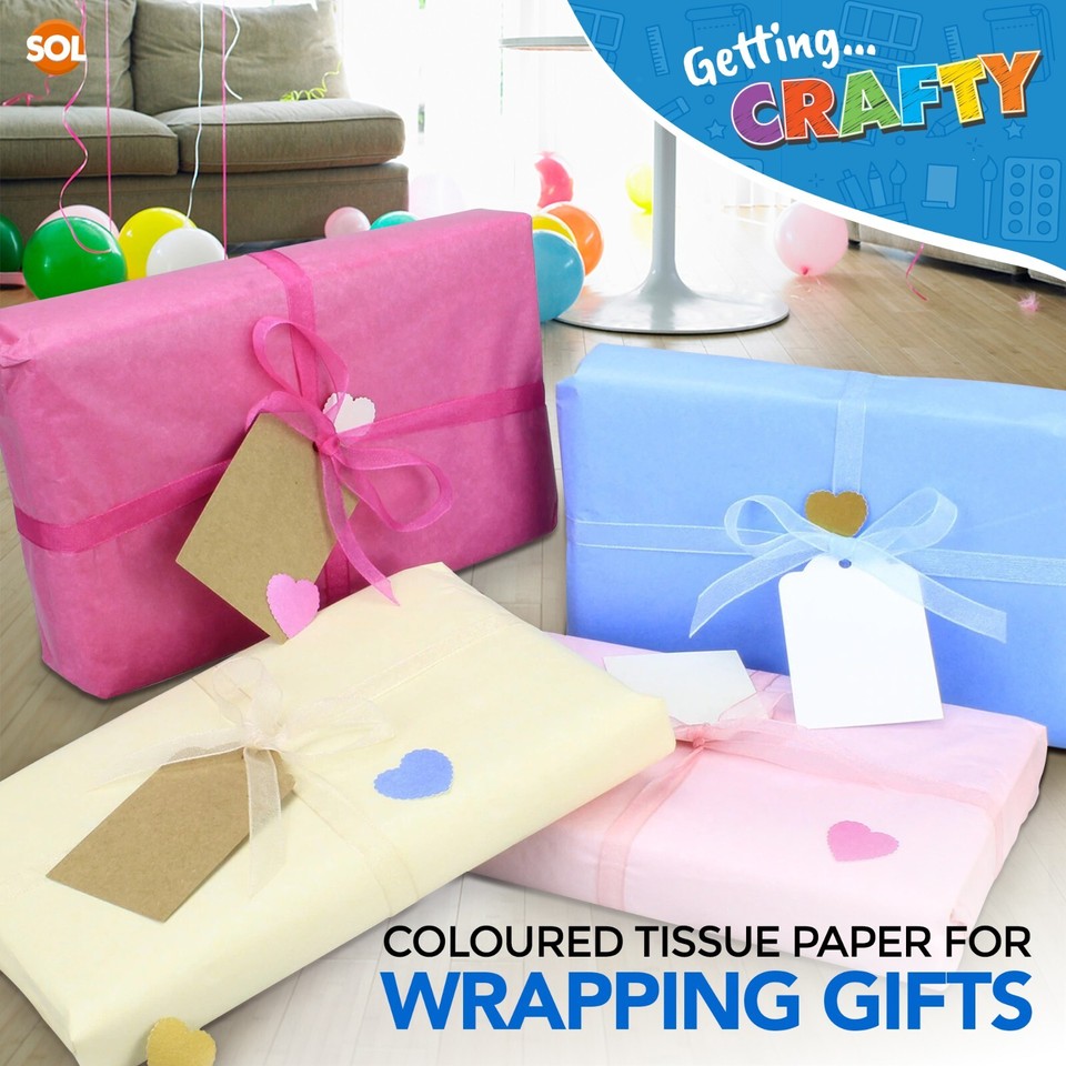 20 Large Multi Coloured Tissue Paper Sheets Assorted Pack Gift Wrapping ...