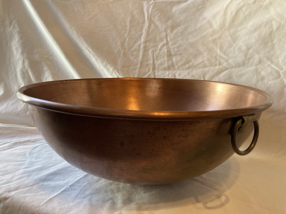 Large Solid Copper Mixing Bowl w/Round Bottom~14”W x5.5”H~ 3+LBS~Brass ...