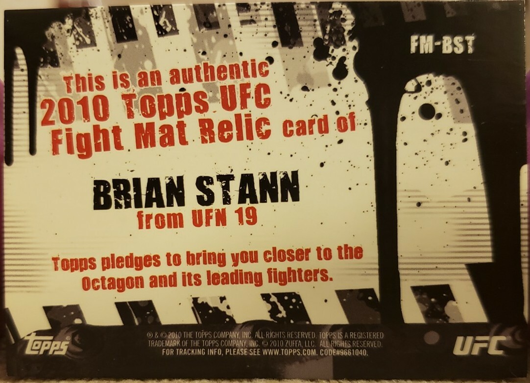 Brian STANN Steve CANTWELL 2010 Topps UFC UFN 19 Fight Used Octagon Mat ...