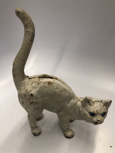 Antique Cast Iron White Cat / Kitten Bank Doorstop Heavy | eBay