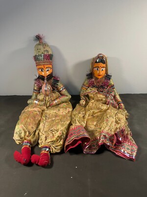 Vintage Rajasthani Kathputli String Puppet Pair Man Woman India Indian ...