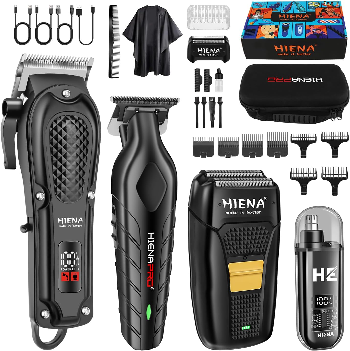 Professional Hair Clipper Set for Men, Cordless Barber Clippers Set and ...