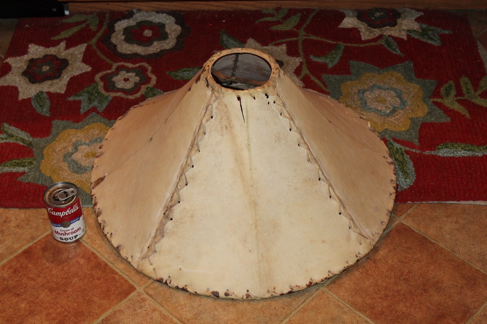 Antique Rawhide Leather Lampshade LARGE Country Western Americana Decor ...