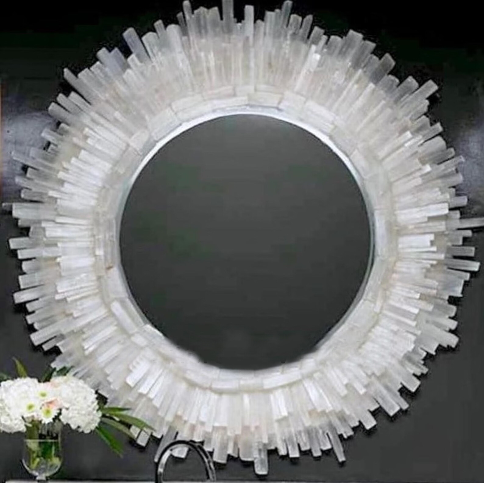 Custom Sun Burst Selenite Mirror, Gemstone Selenite Mirror, Wall Art ...