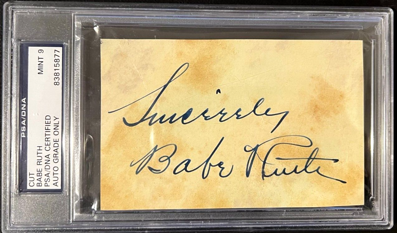BABE RUTH GRADE MINT 9! SIGNED AUTOGRAPHED CUT NEW YORK YANKEES HOF PSA ...