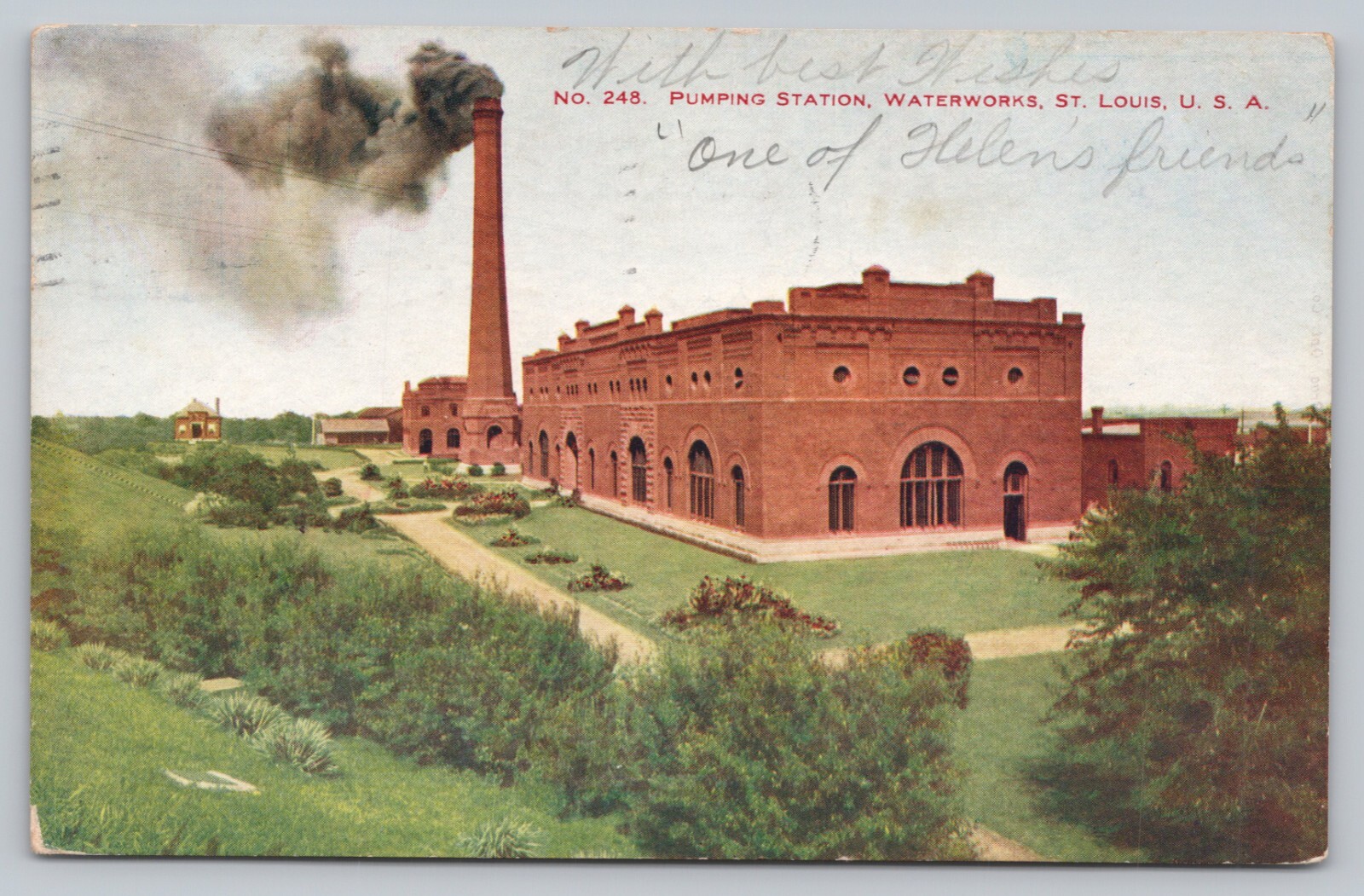 Postcard MO St Louis Union Pumping Station Waterworks Smoke Erker Bros ...