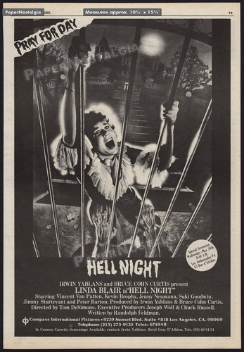 HELL NIGHT - Original 1981 Trade AD / screening promo / poster _ Linda ...
