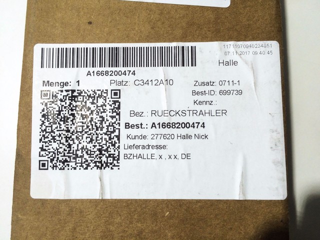 Mercedes-Benz Genuine GLS W166 Rear Bumper Reflector Lens Right ...