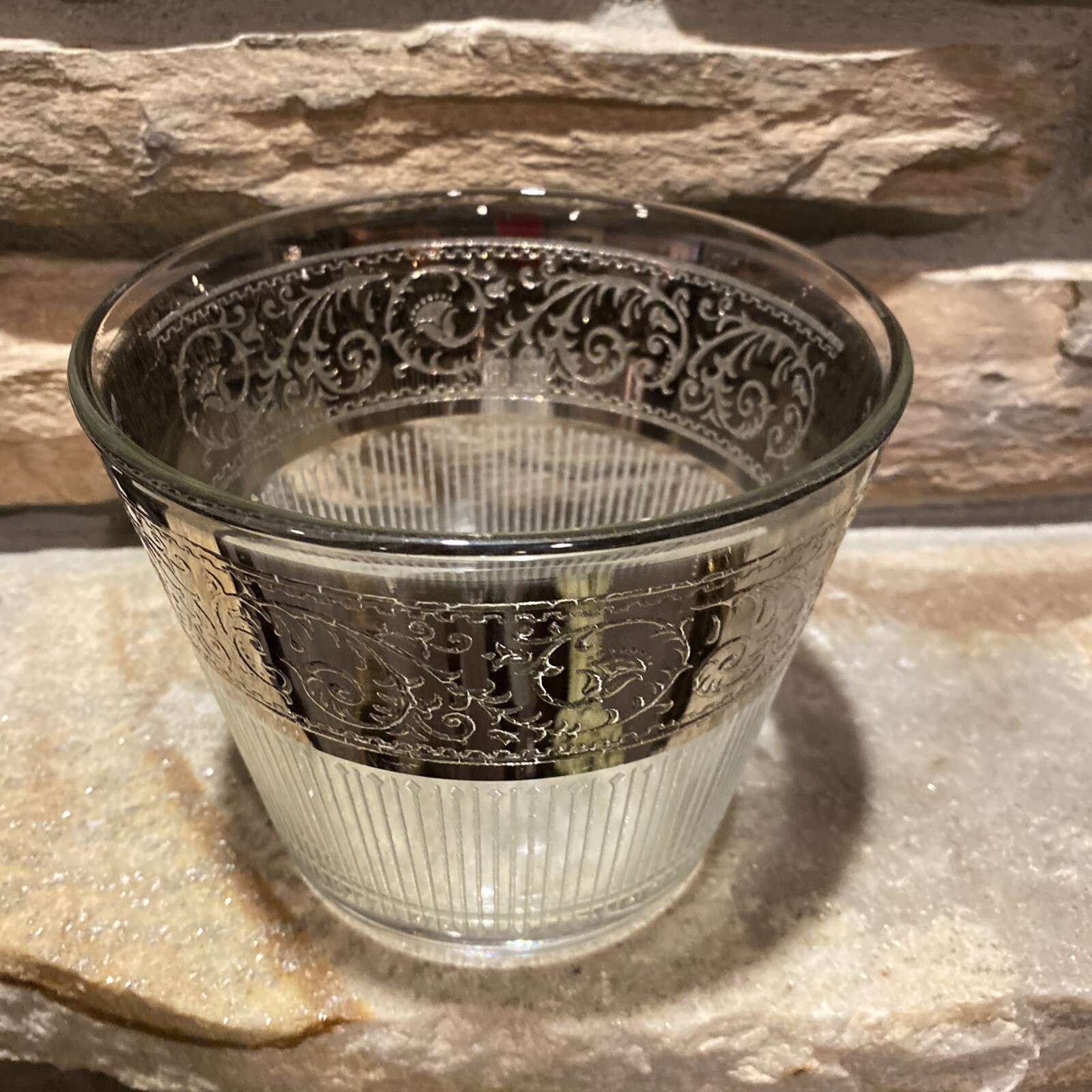 Beautiful Vintage Starlite Glass Silver Scroll Design Ice Bucket 5” | eBay