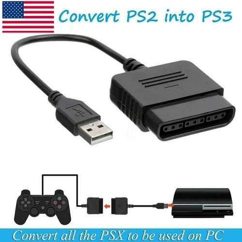 USB Controller Converter Adapter Cable Cord For Sony PlayStation PS2 To ...