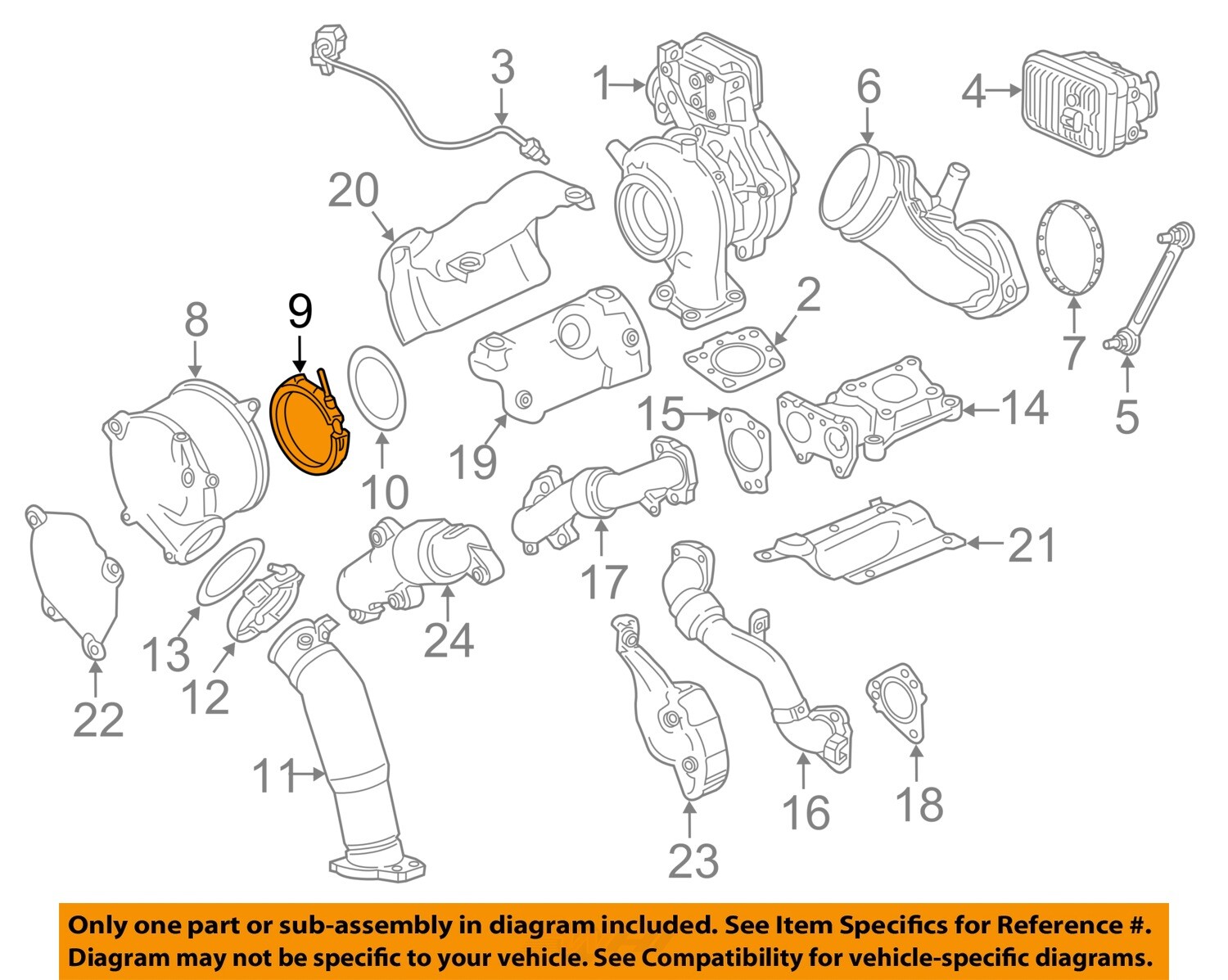 GM OEM 17-24 Sierra 2500 HD Turbocharger Components-Converter Clamp ...