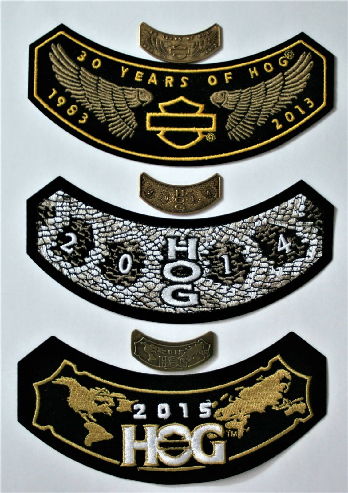 2015 2014 & 2013 HOG Patches & Pins Member set Harley Davidson Owners ...