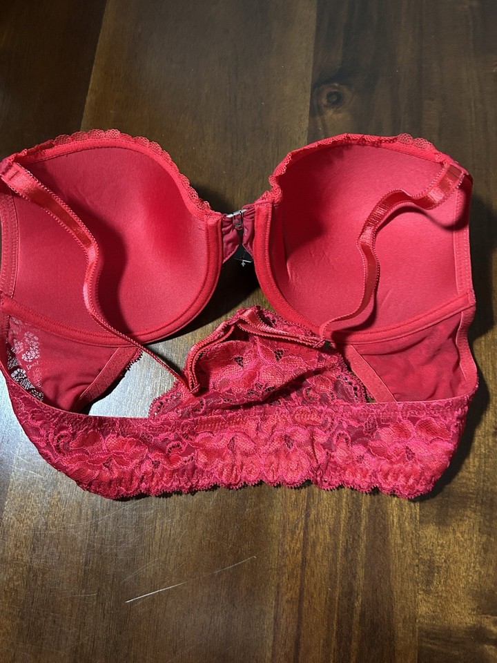 Adore Me Crimson Red Lace Racerback Push Up Bra 38B Front Closure NWT ...