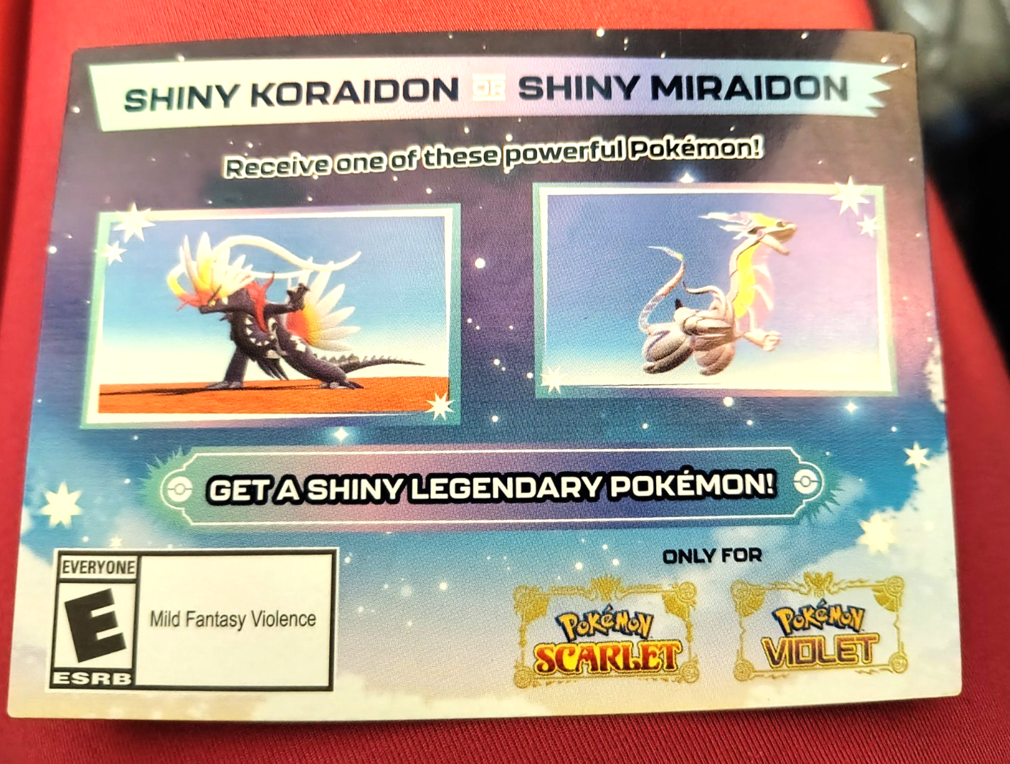 Pokemon Scarlet and Violet Gamestop Shiny Miraidon OR Koraidon Code ...