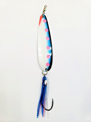 Salmon Spoon McOmie's 4" UV BLue Herring w/.Hoochie | eBay Australia