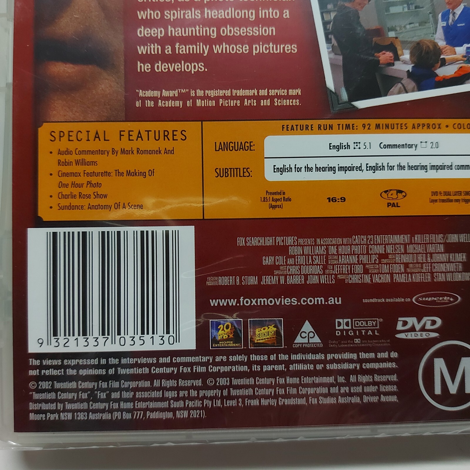 One Hour Photo DVD NEW Region 4 (2002 Movie) Robin Williams | eBay