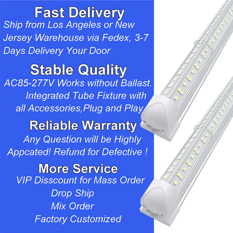 25PACK 8FT LED Shop Light Bulbs 144W 8 Foot LED Tube Light T8 ...