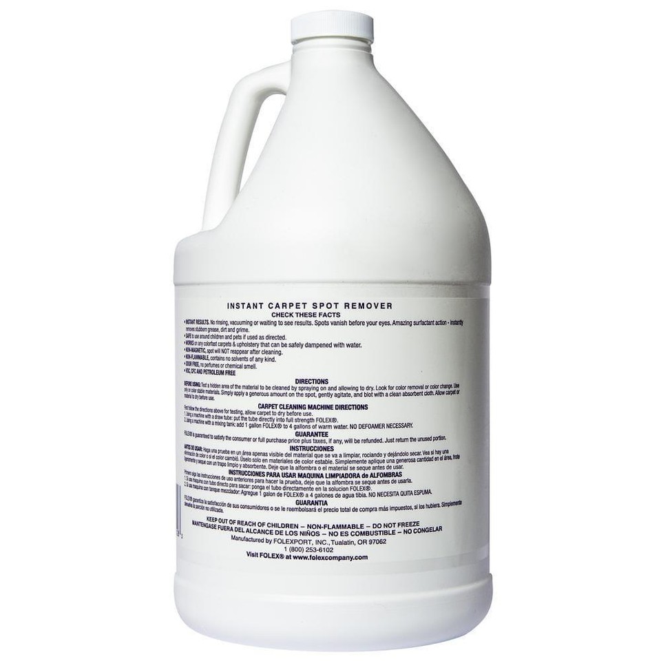 Folex Carpet Cleaner Spot Stain Remover 1 Gallon Bottle Instant Ready ...