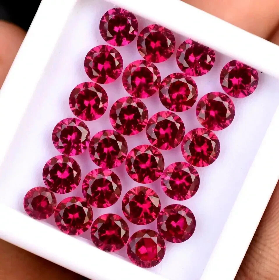 15 Pcs Natural Red Ruby Round Cut 6 mm Loose Gemstone IDGL Certified U1 ...