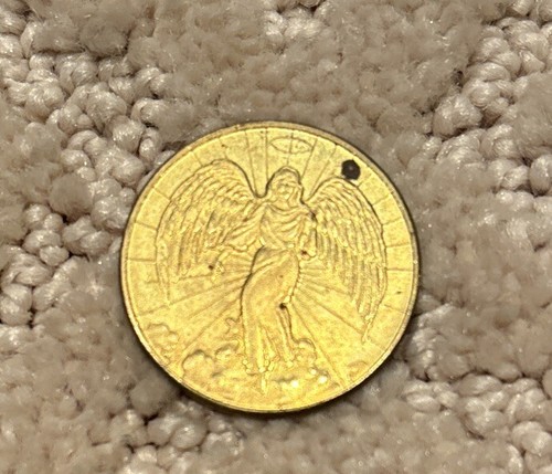 Guardian Angel Token Coin Medal Gold Tone Metal/ winged Angel with halo ...
