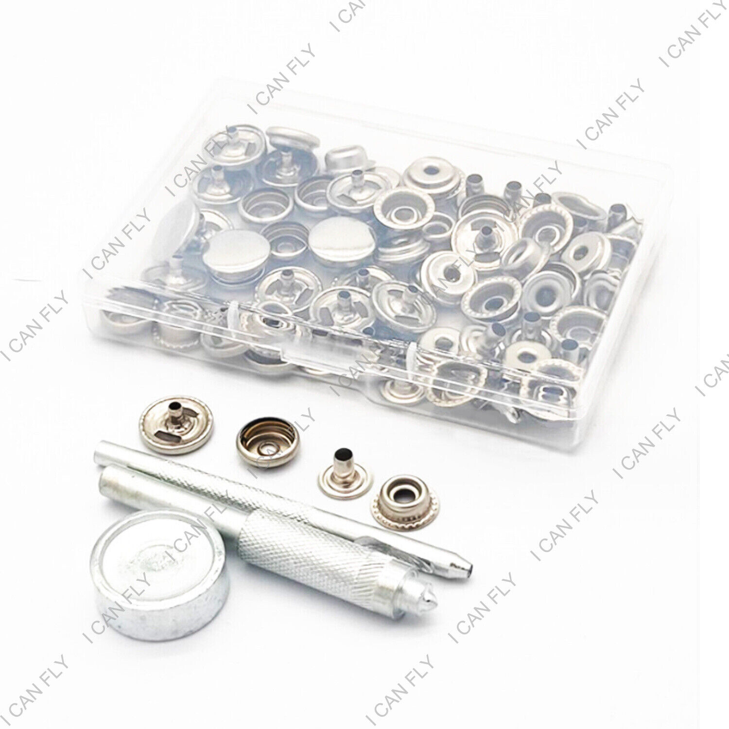 128x Stainless Steel Snap Fastener Press Stud Cap Button Kit Marine ...