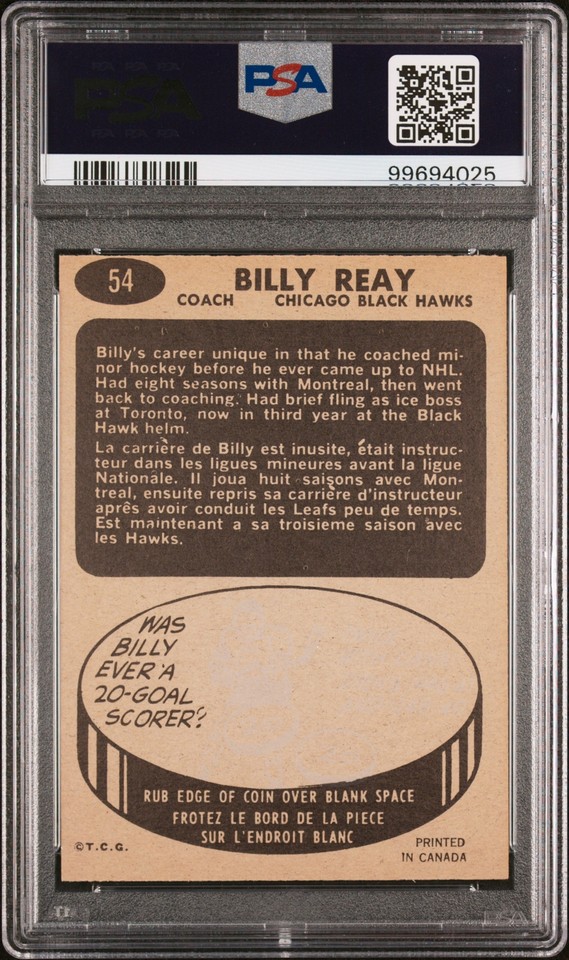 1965 TOPPS #54 BILLY REAY PSA 8 | eBay