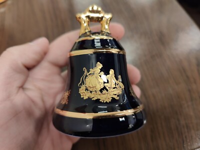 B3- Limoges Castel France Bell 22 k Gold Trim Couple Courting Cobalt ...