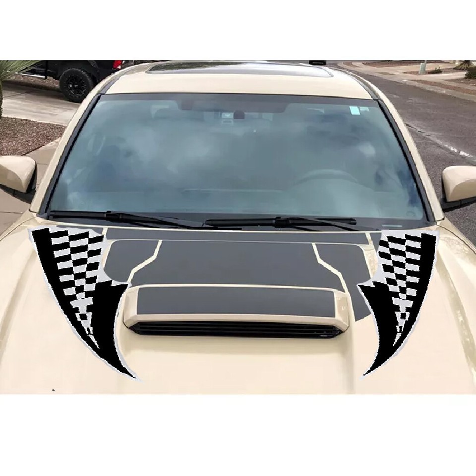 2x Glossy Black Vinyl Car Hood Decals Racing Sport Stripe Sticker ...