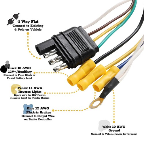 4-Way to 7-Way Round RV Blade Trailer Adapter Reverse Plug Connector w ...