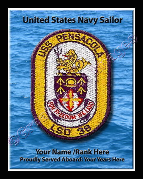 USS Pensacola LSD 38 Personalized Ship Crest Print on Canvas 2D Effect ...