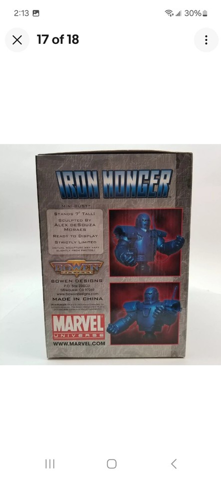 NEW BOXED Marvel/Bowen Designs Iron Monger Iron Man Mini-Bust Ltd ...