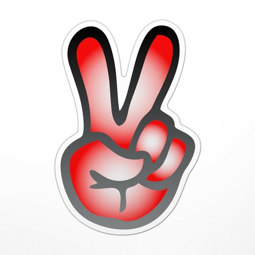 (Item#089) Red Peace Hand Decal/Sticker (Peace, Peace Sign) (4 sizes ...