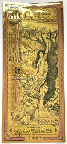 2022 GOLD AURUM NEVADA GOLDBACKS $50 NOTE 1/20th TROY OZ 24K GOLD | eBay