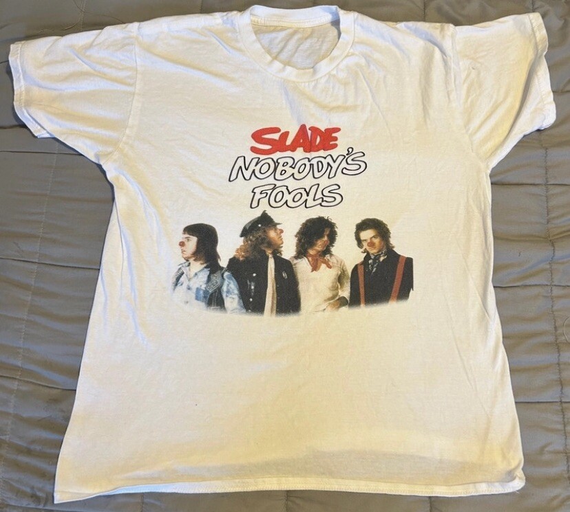 Slade T Shirt Glam Rock Band Merch Tee Noddy Holder Size Small White | eBay