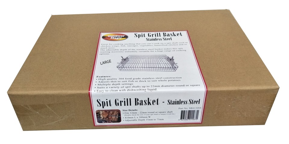 BGB02 Stainless Steel BBQ Spit Rotisserie Grill Basket Medium takes ...