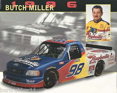 1996 BUTCH MILLER "RAYBESTOS" #98 NASCAR SUPER TRUCK SERIES POSTCARD | eBay