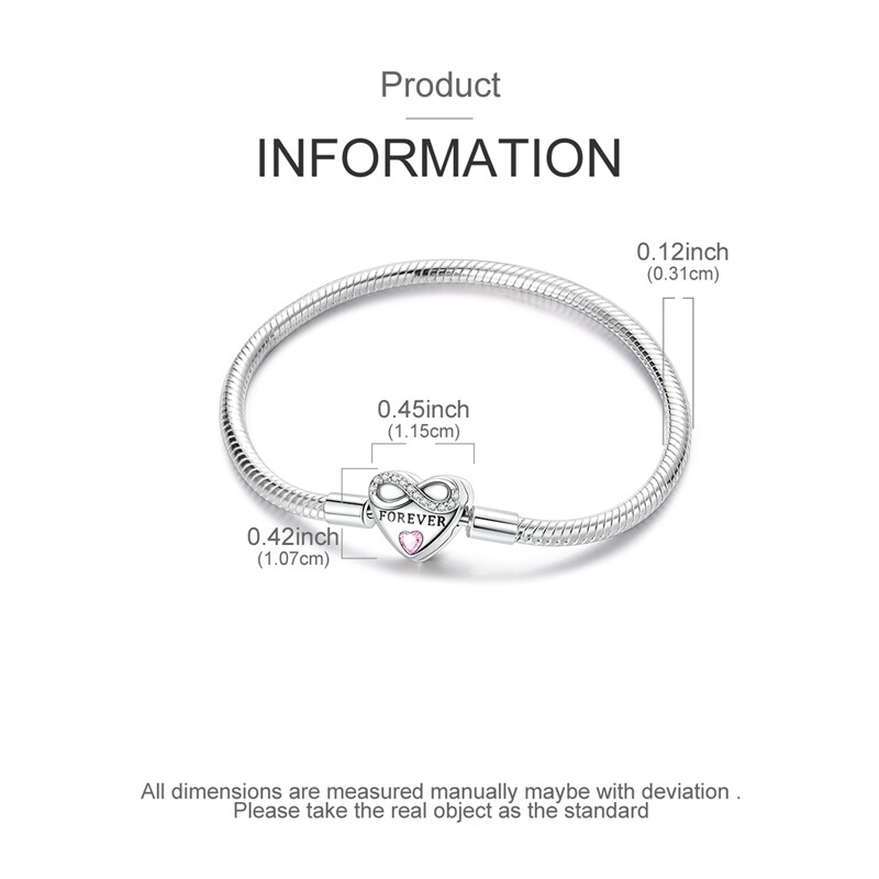 MULA 925 Sterling Silver CZ Forever Love Clasp Snake Bracelet For Women ...