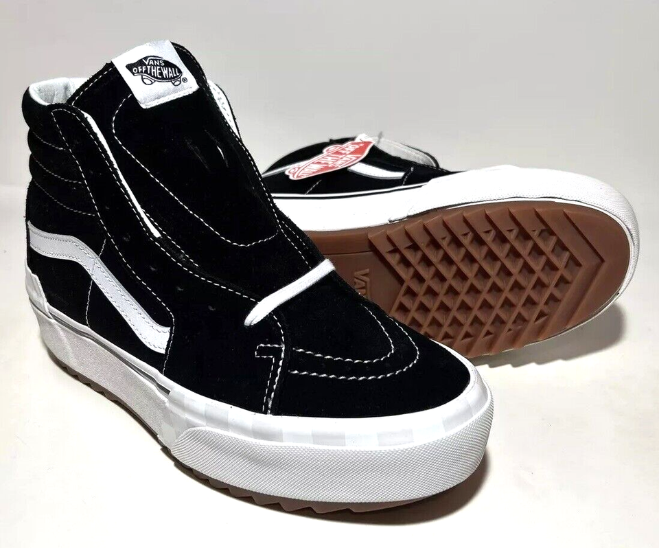 Vans Old Skool SK8 Hi Stacked Womens Size 10 Sneakers Black White Retro ...