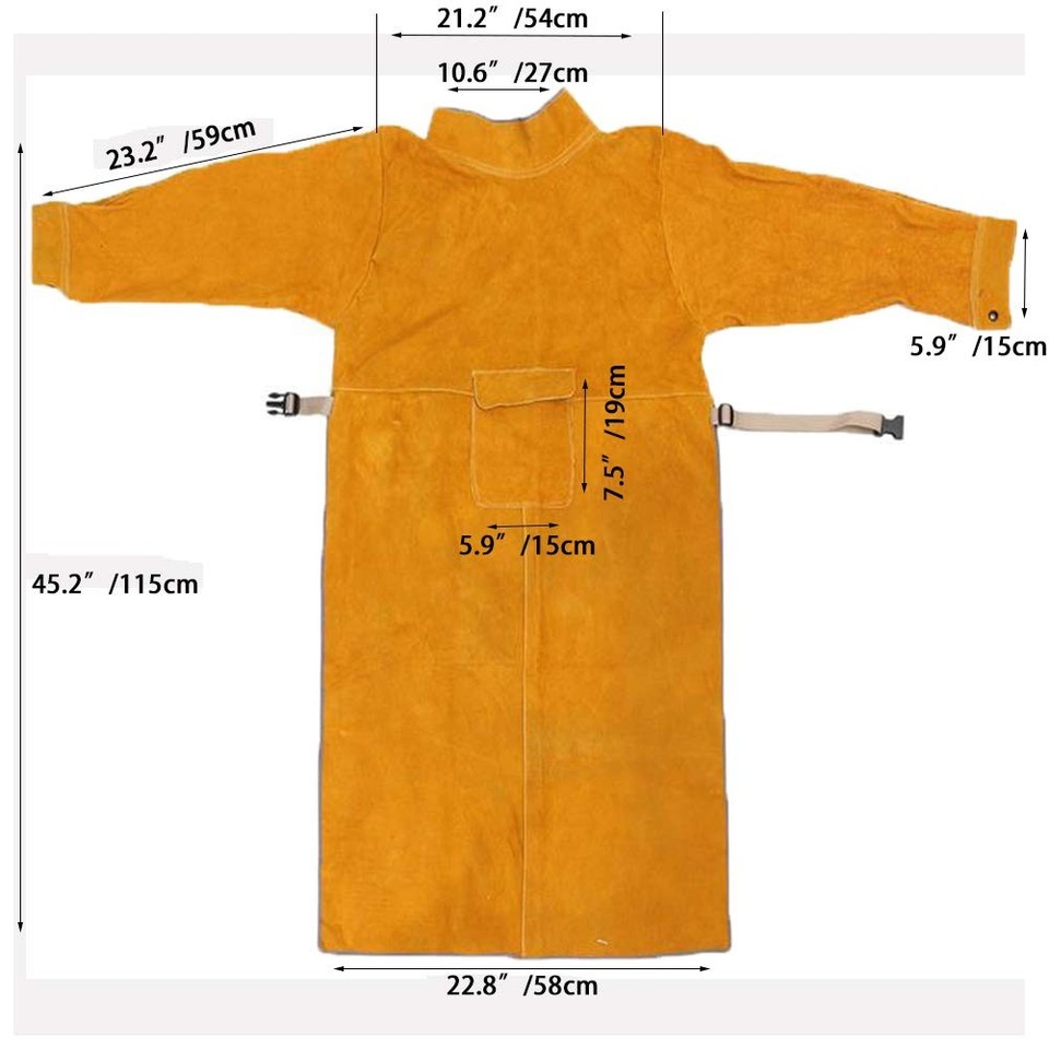 Jewboer Leather Welding Apron with Sleeve,Heavy Duty Welding Jacket ...