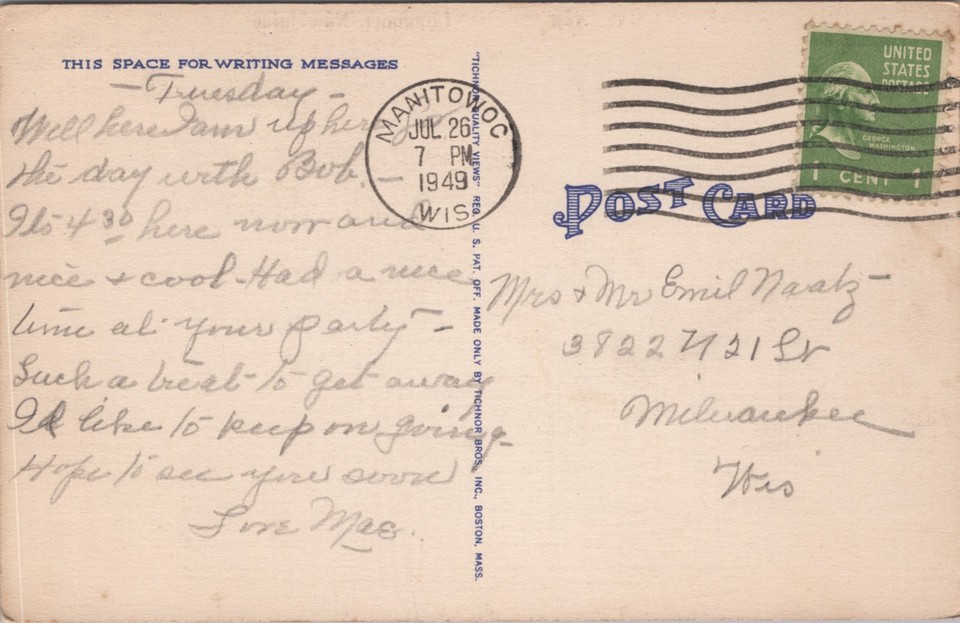 Greetings from Manitowoc Wisconsin Car on country road in fall 1949 | eBay