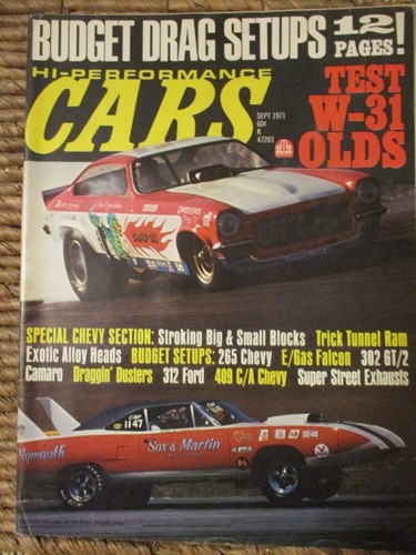 BACK ISSUE HI-PERFORMANCE CARS MAGAZINE SEPTEMBER 1971, BIG JIM DUNN ...
