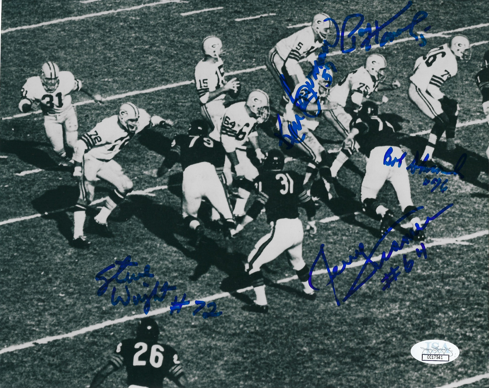 PACKERS Jerry Kramer Paul Hornung Bowman +2 signed 8x10 photo JSA AUTO ...