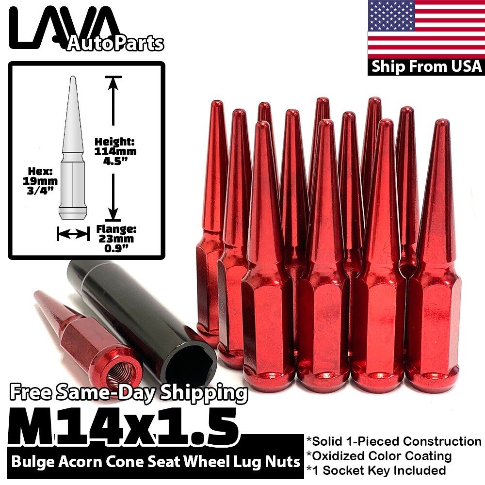24x Red 14x1.5 Spike Lug Nut Fit Chevy Silverado 1500 Tahoe Suburban ...