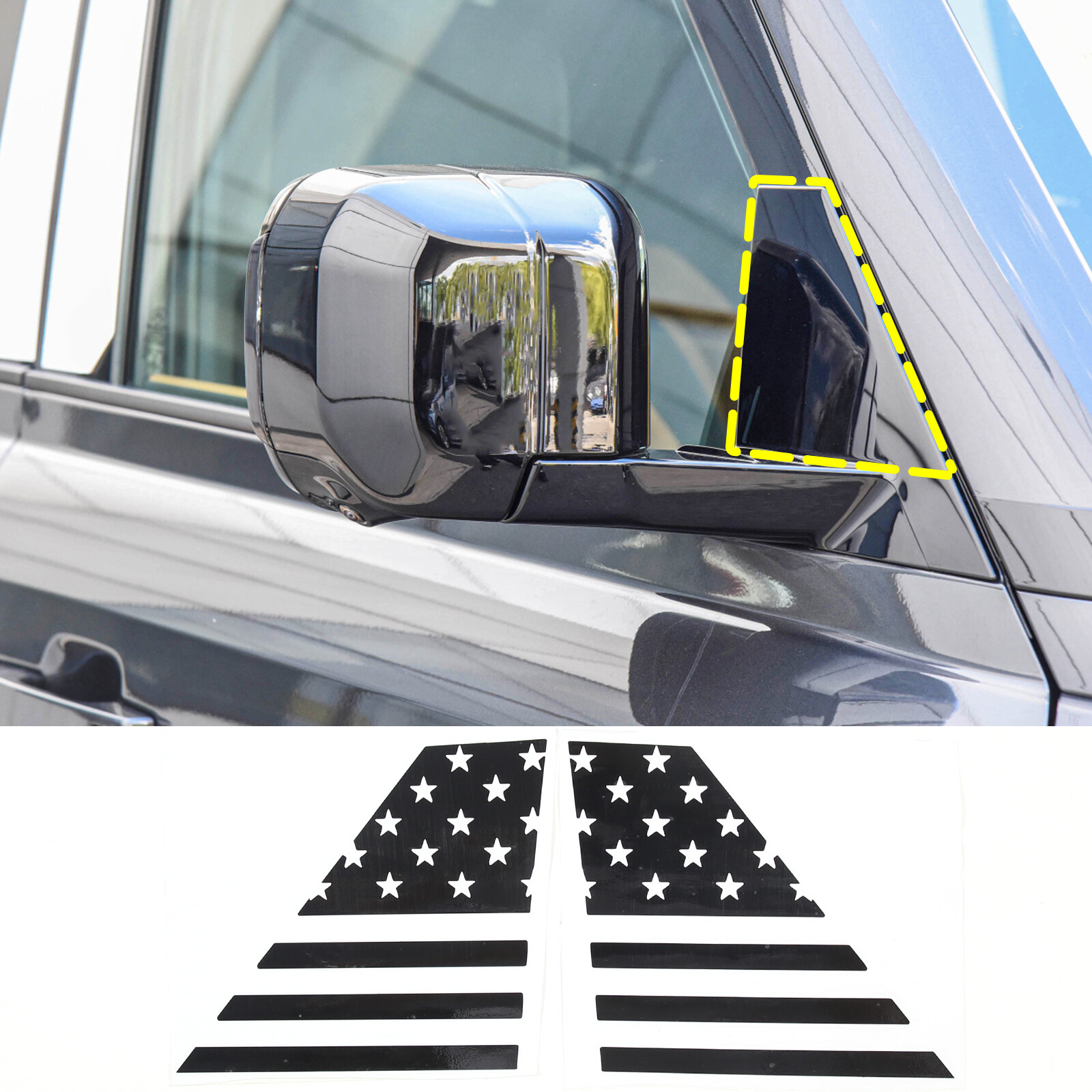 4PCS Black PVC Rear Mirror Cover Sticker Trim For Land Rover Defender ...