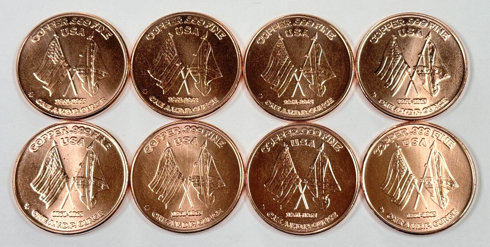 Copper Coins * One Ounce Each * .999 Bullion * US Minted * Civil War ...