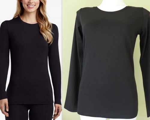 NWT TAHARI Essentials Stretch Modal Pima Cotton Long Sleeve Top Size M Black | eBay