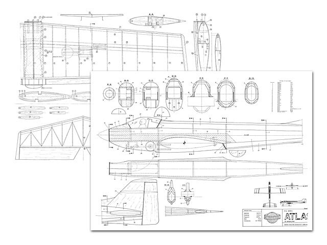 Atlas 60 RC Pattern Plane 65" Wing RC Model Airplane Printed Plans ...
